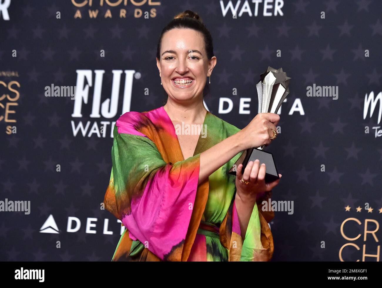 Florencia Martin poses in the press room with the award for best ...