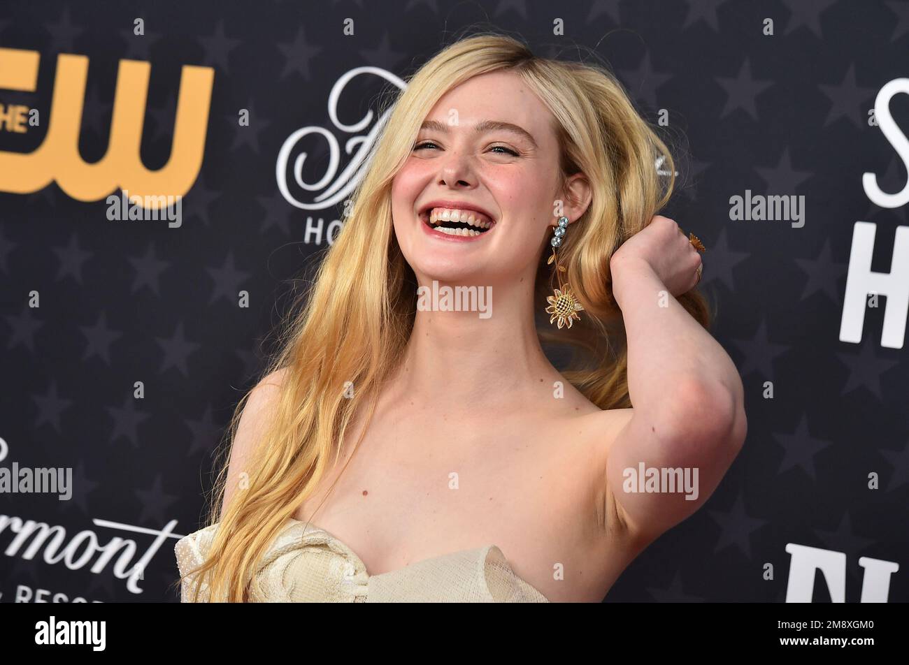 Elle Fanning arrives at the 28th annual Critics Choice Awards at The Fairmont Century Plaza ...