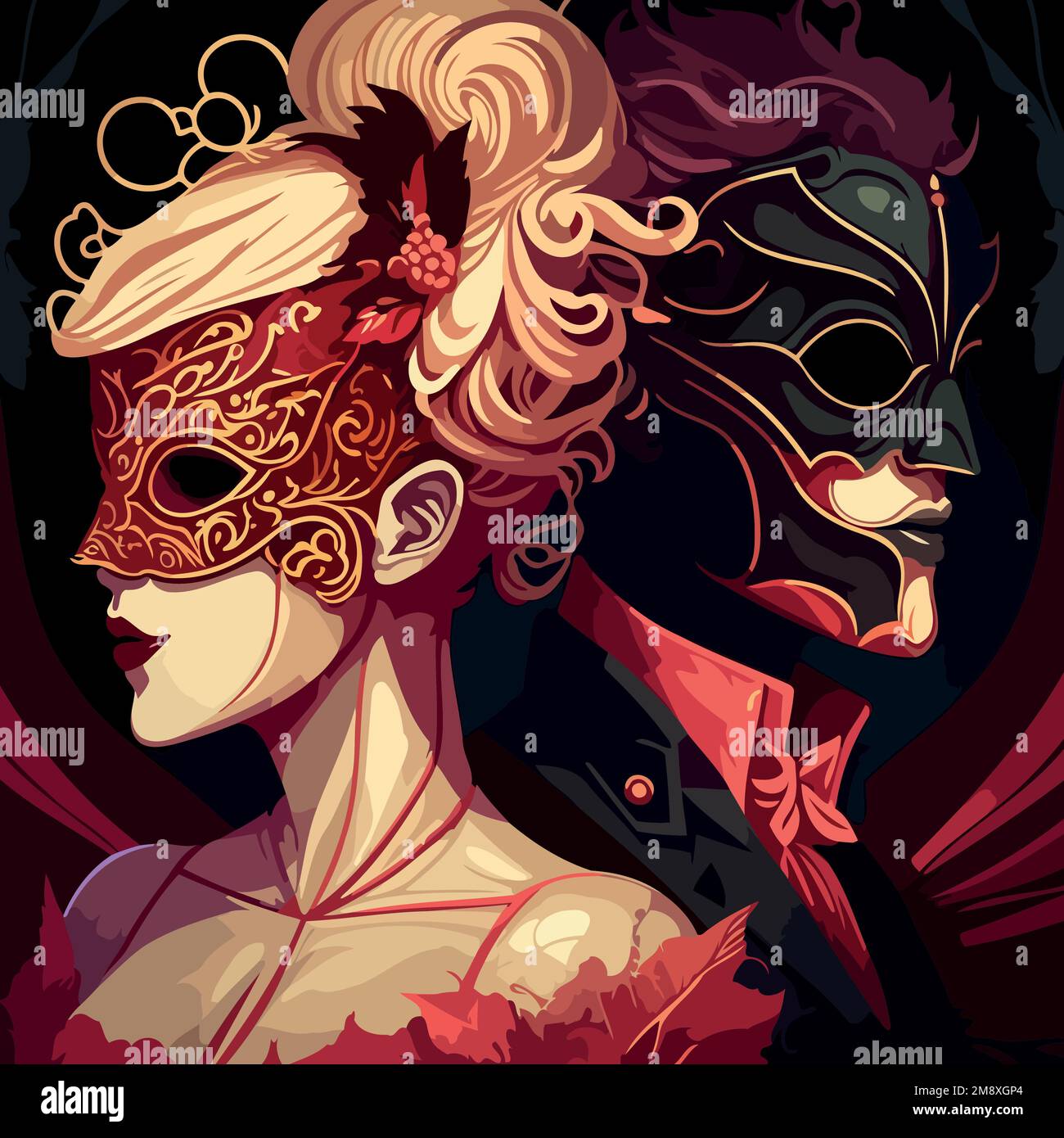 Woman wearing venetian mask costume Stock Vector Images - Alamy
