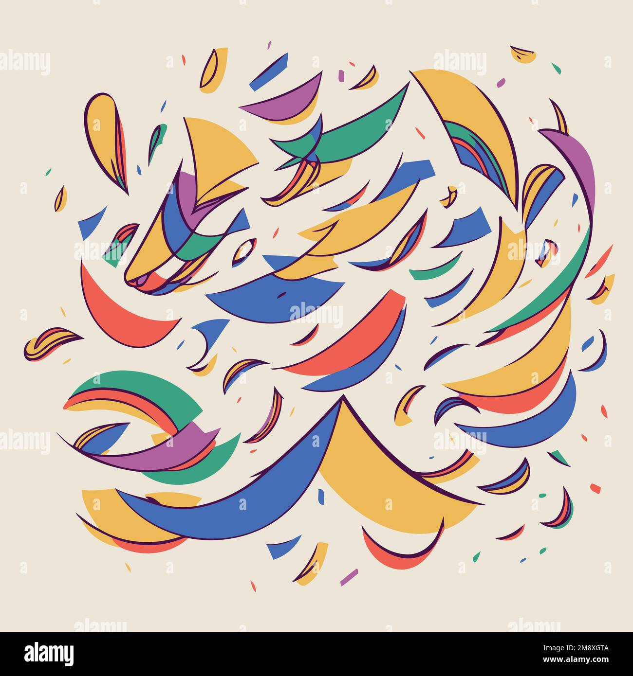 Flat and minimalist background representing confetti thrown into the ...