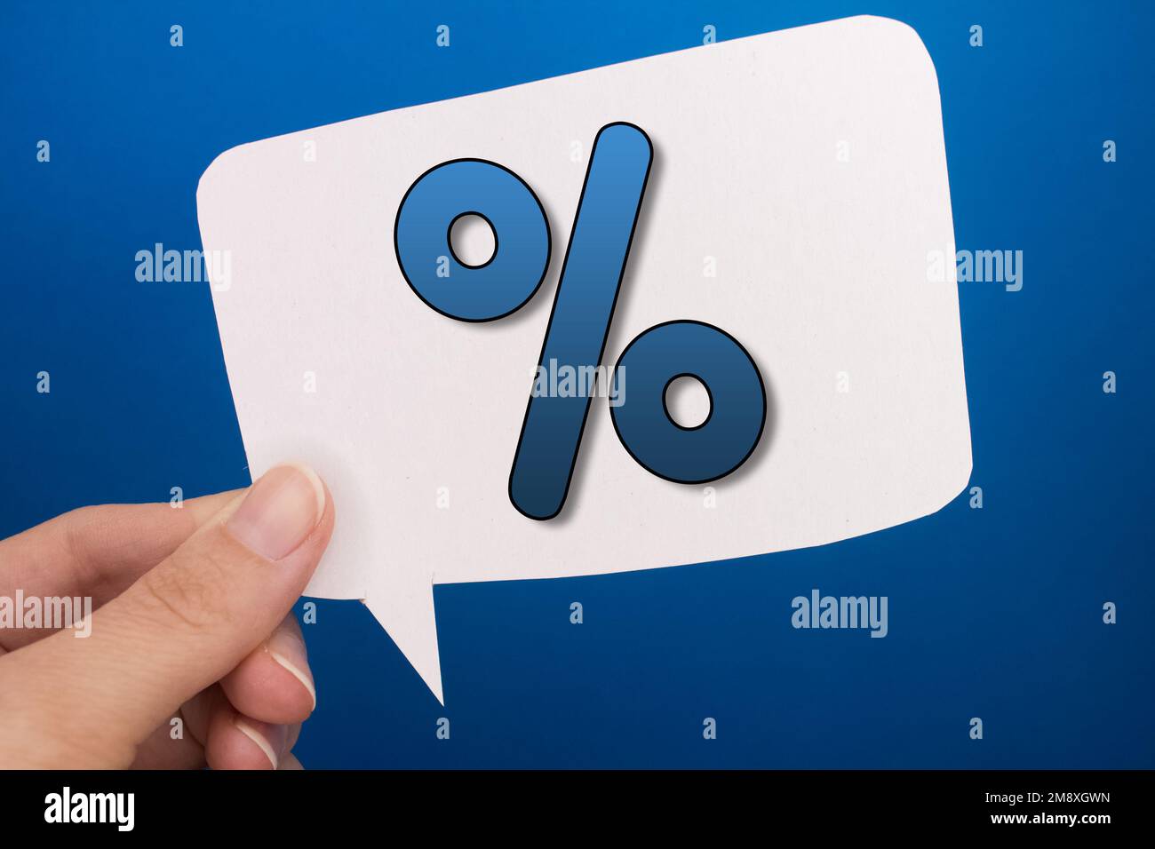 Speech bubble in front of colored background with Percentage Sign Stock ...