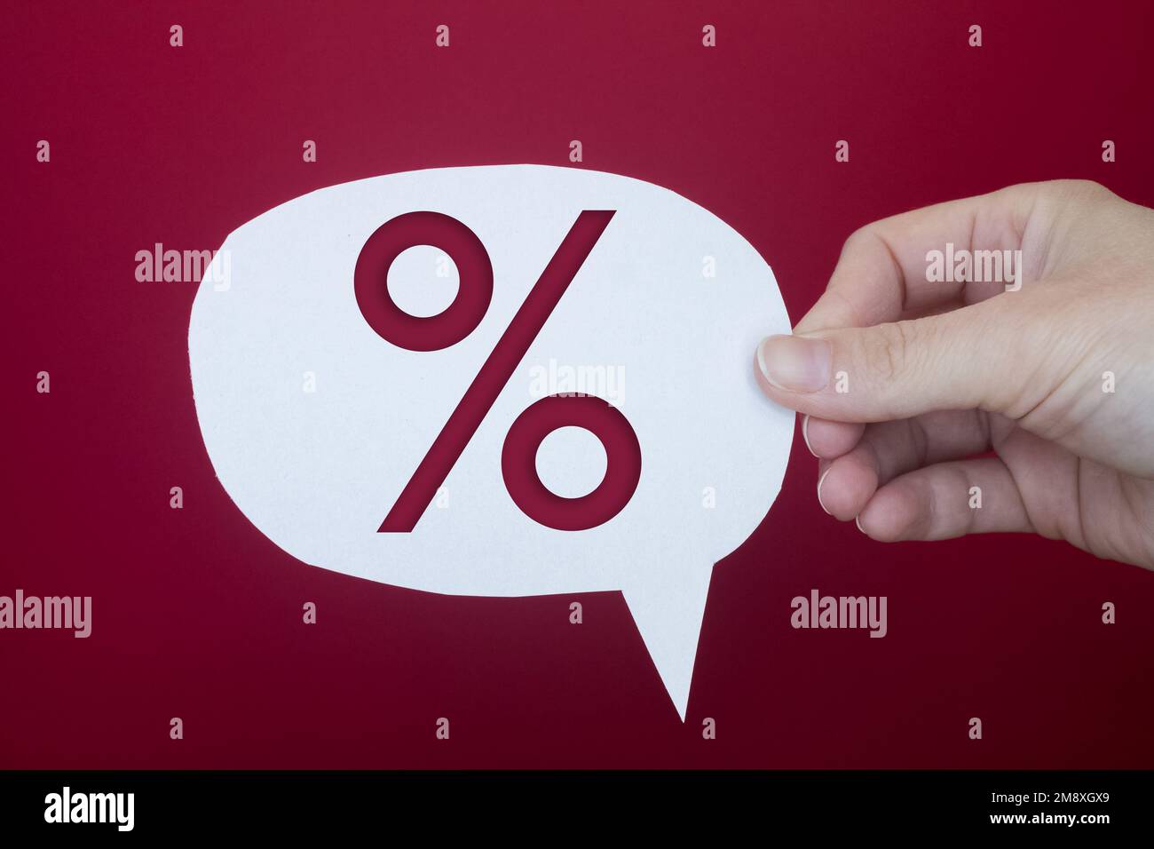 Speech bubble in front of colored background with Percentage Sign Stock ...