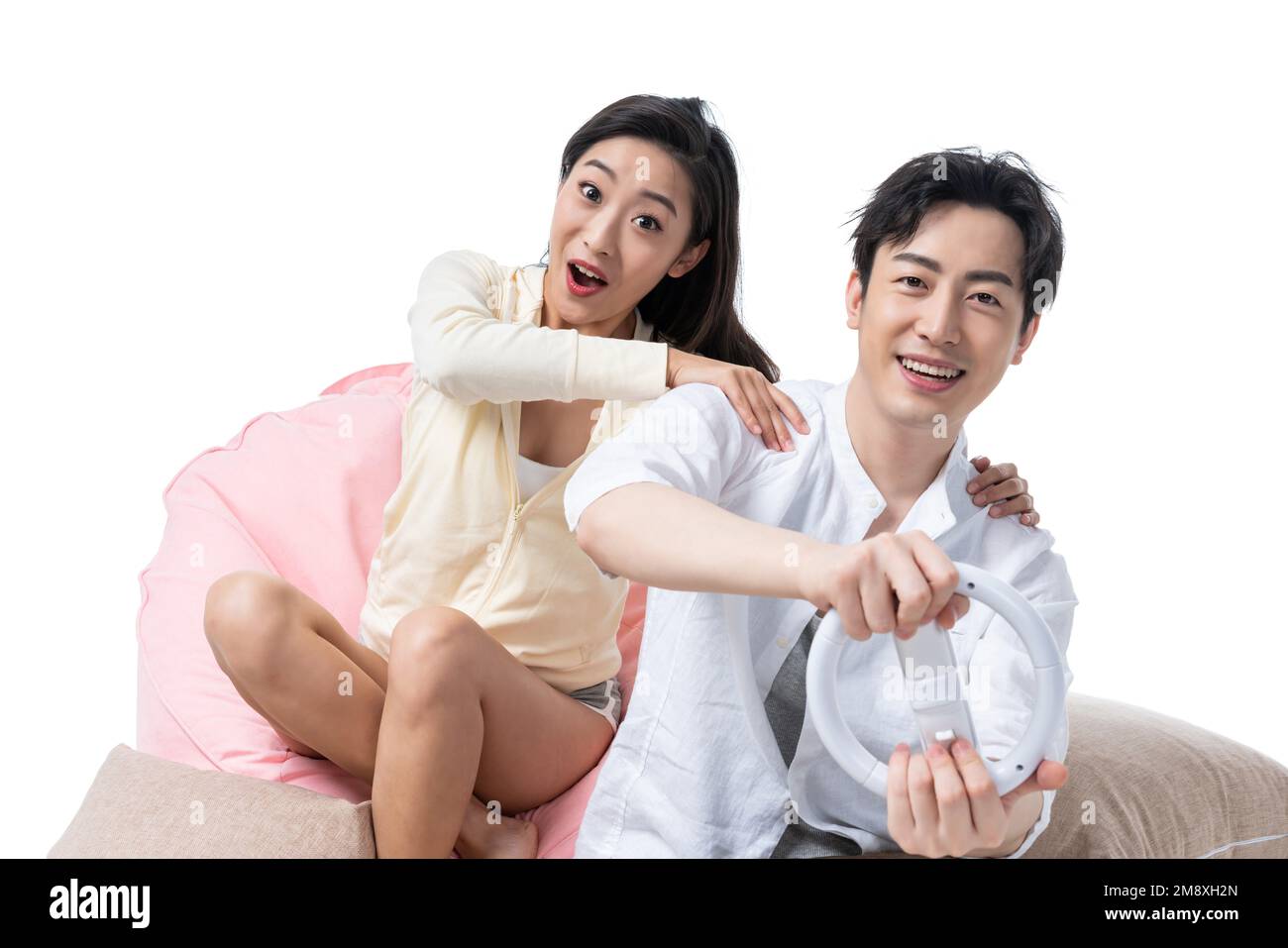 Young couple together playing computer games Stock Photo - Alamy