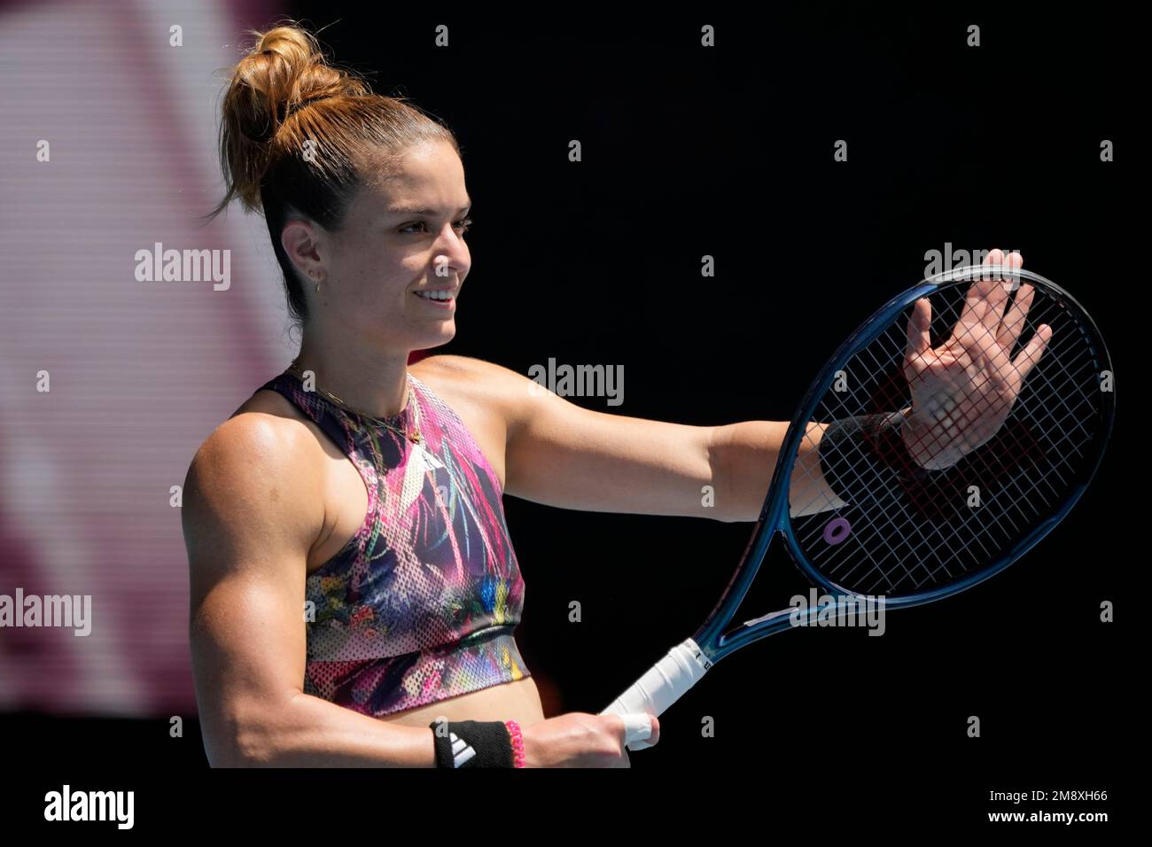 Maria Sakkari of Greece celebrates after defeating Yuan Yue of China ...