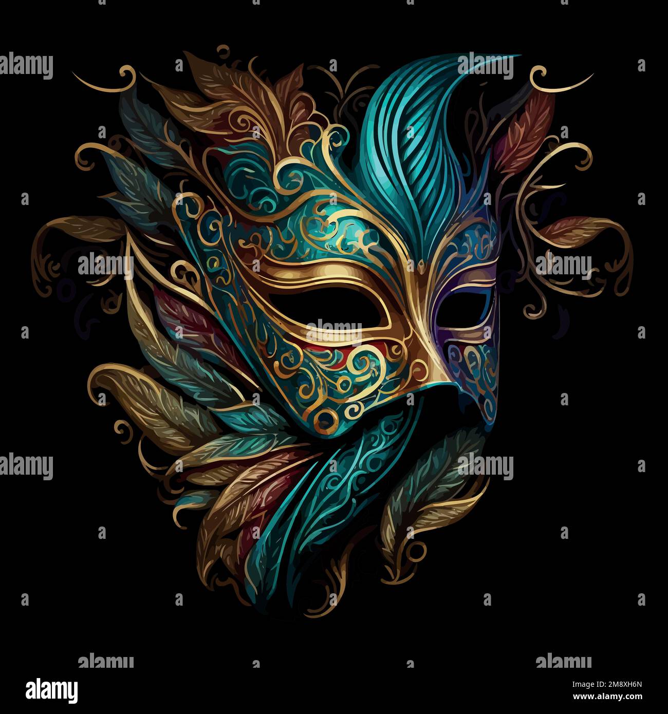 Vector illustration of an ornate colorful venetian mask in carnival ...