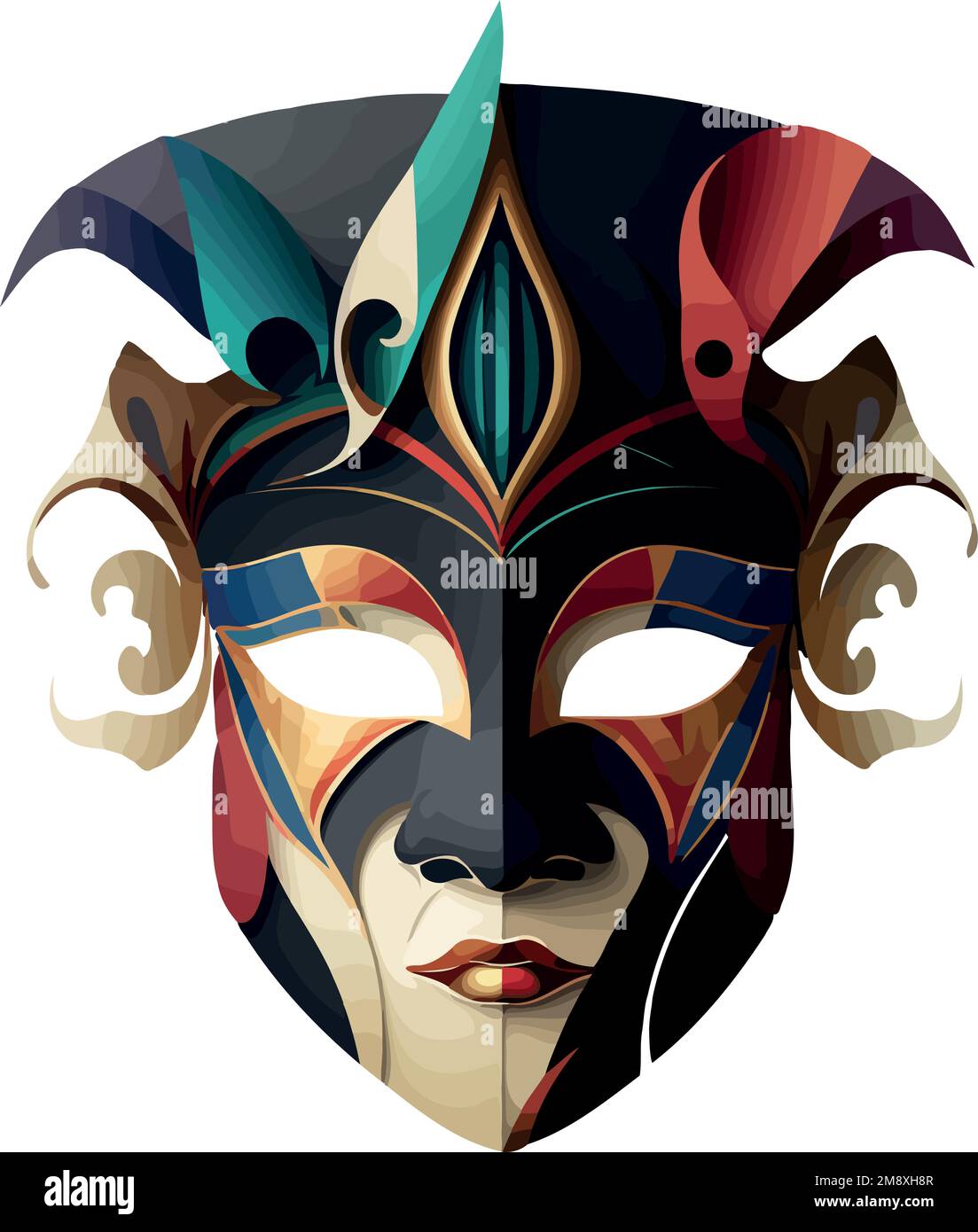 Vector illustration of an ornate colorful venetian mask in carnival ...