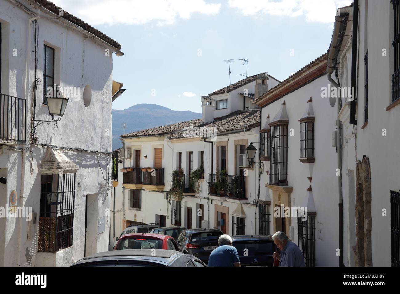 White buildings in a small Spanish town Stock Photo - Alamy