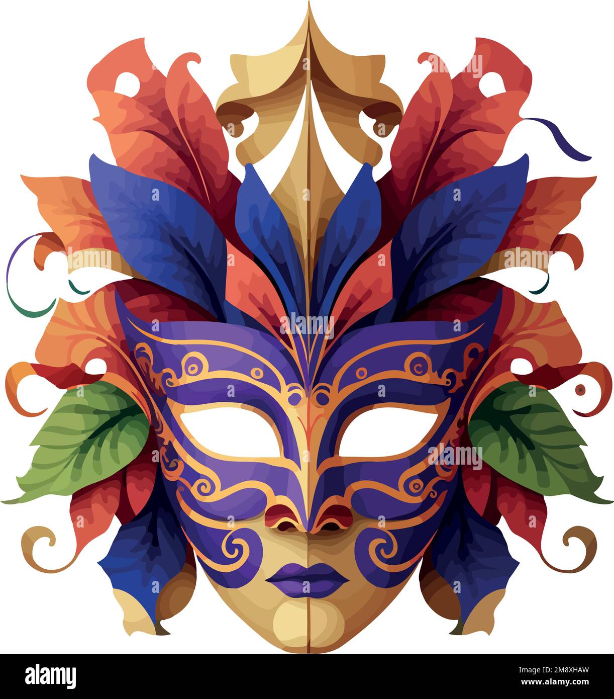 Vector illustration of an ornate colorful venetian mask in carnival ...