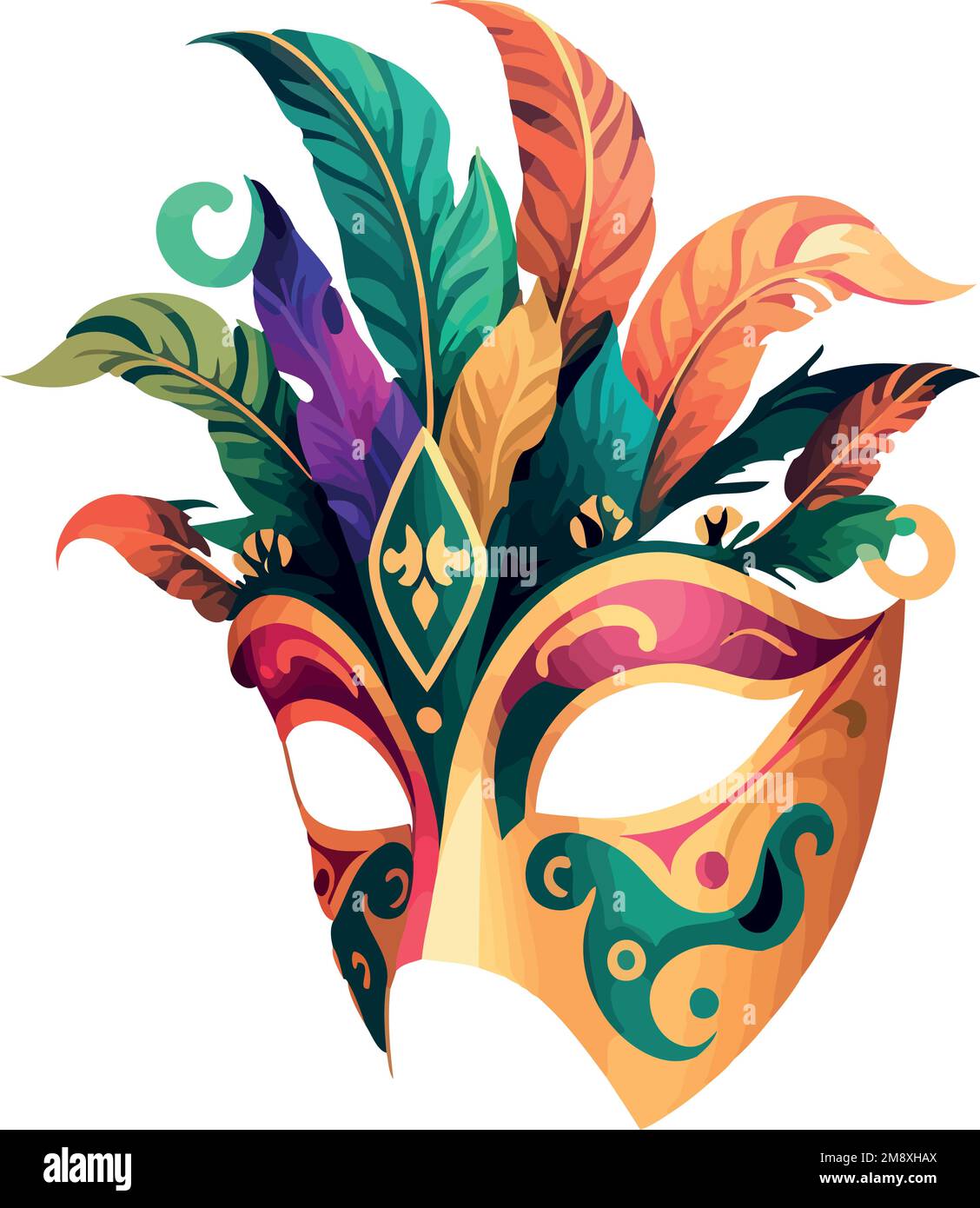 Vector illustration of an ornate colorful venetian mask in carnival ...