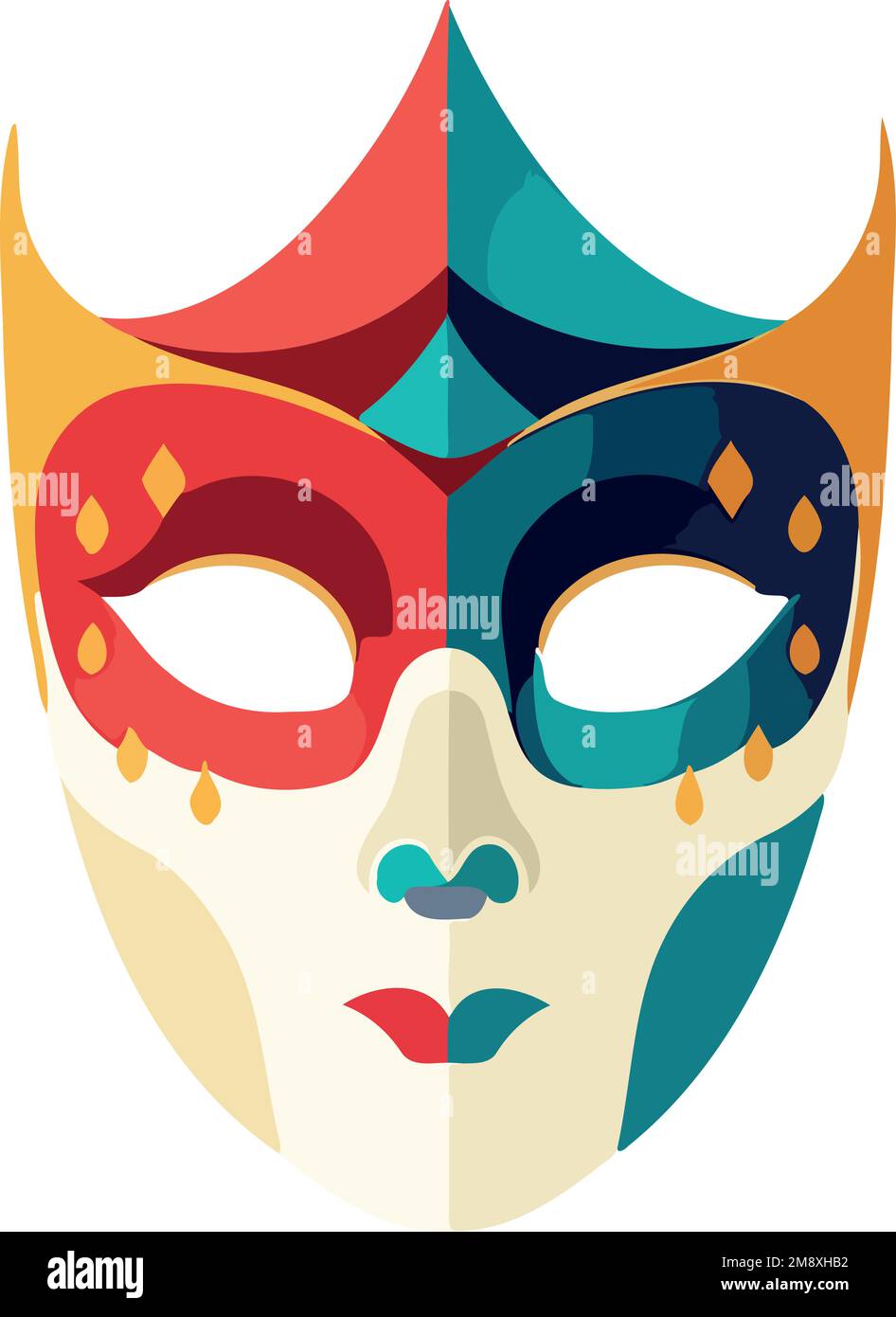Vector illustration of an ornate colorful venetian mask in carnival ...