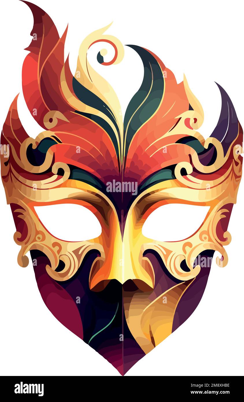 Vector illustration of an ornate colorful venetian mask in carnival ...