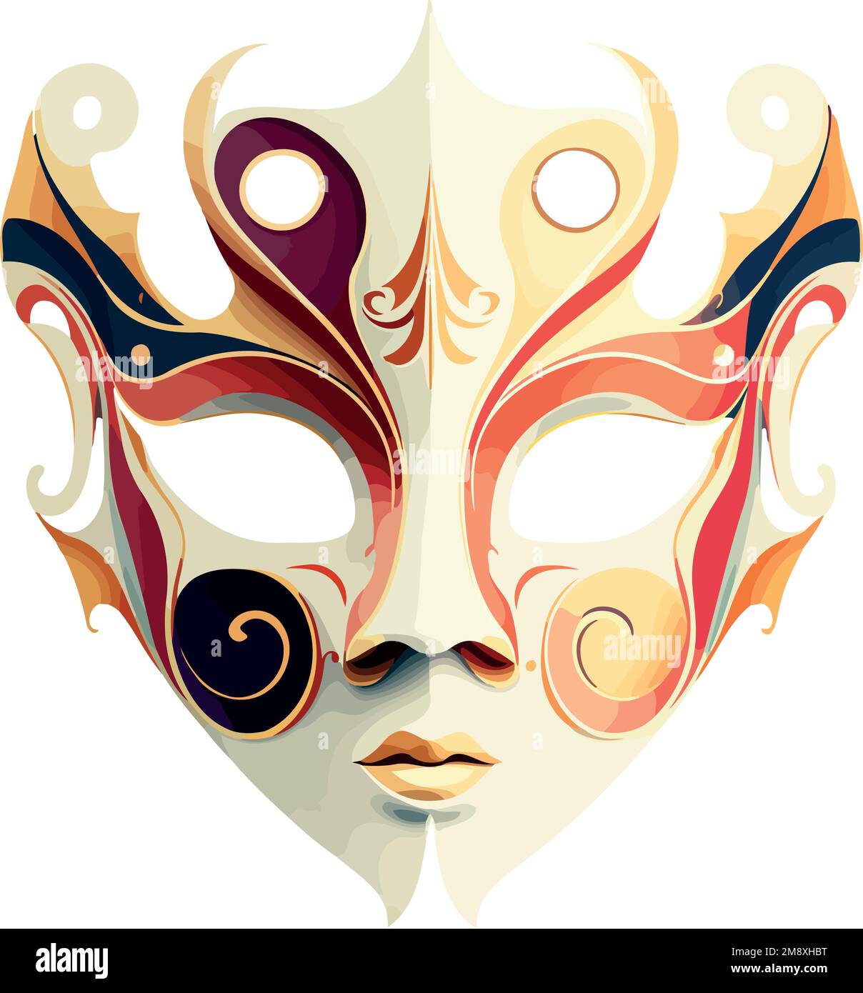 Vector illustration of an ornate colorful venetian mask in carnival ...