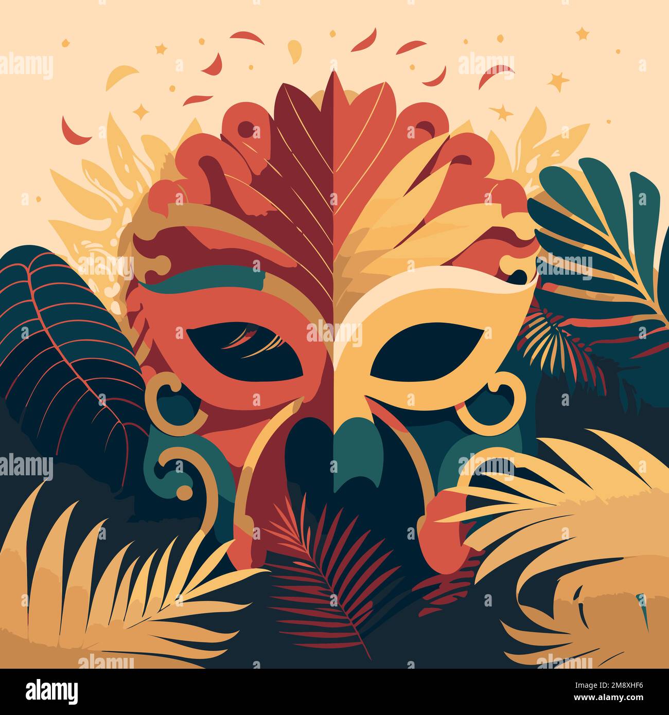 Vector illustration of an ornate colorful venetian mask in carnival ...