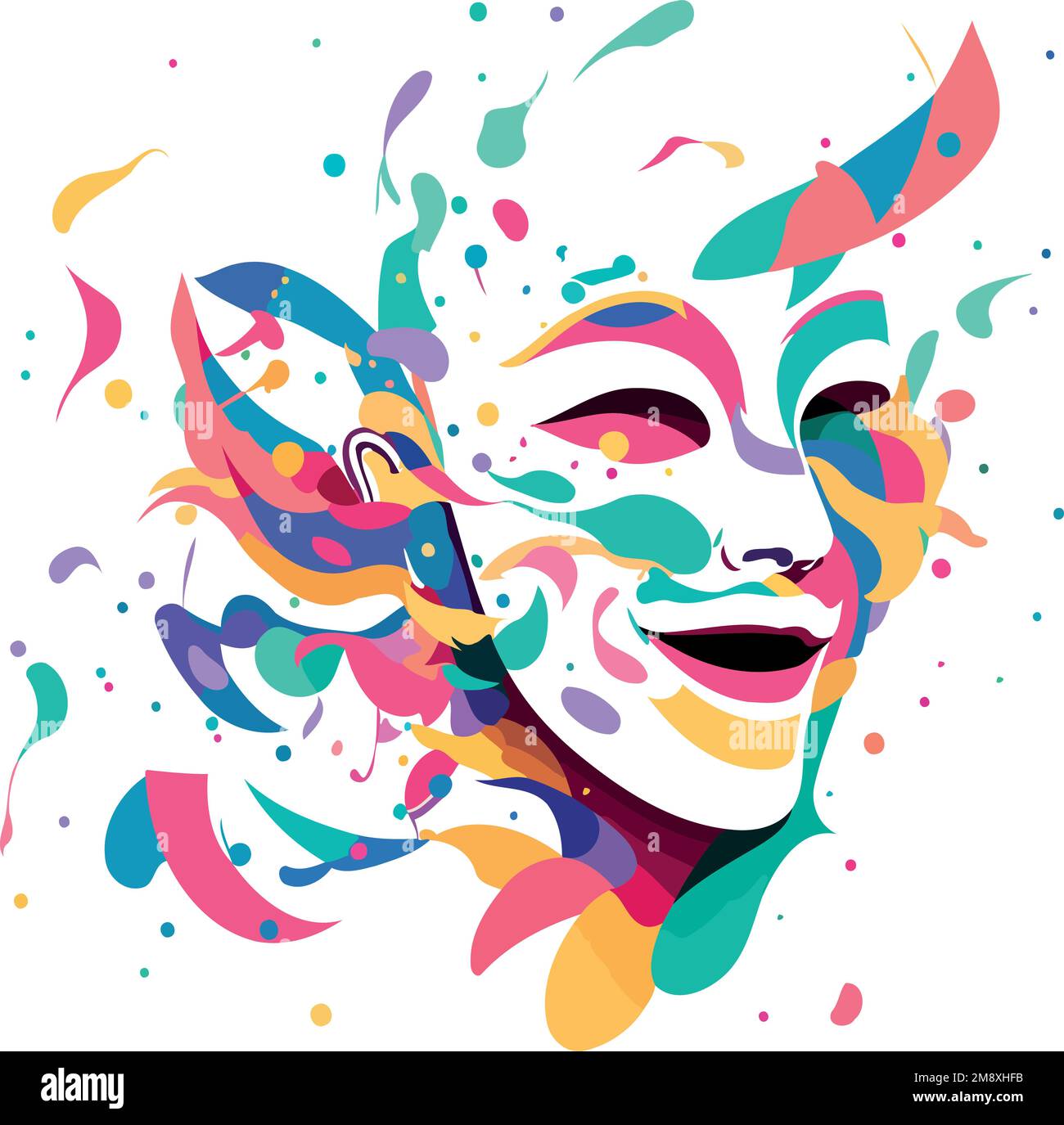 Vector illustration of an ornate colorful venetian mask in carnival ...