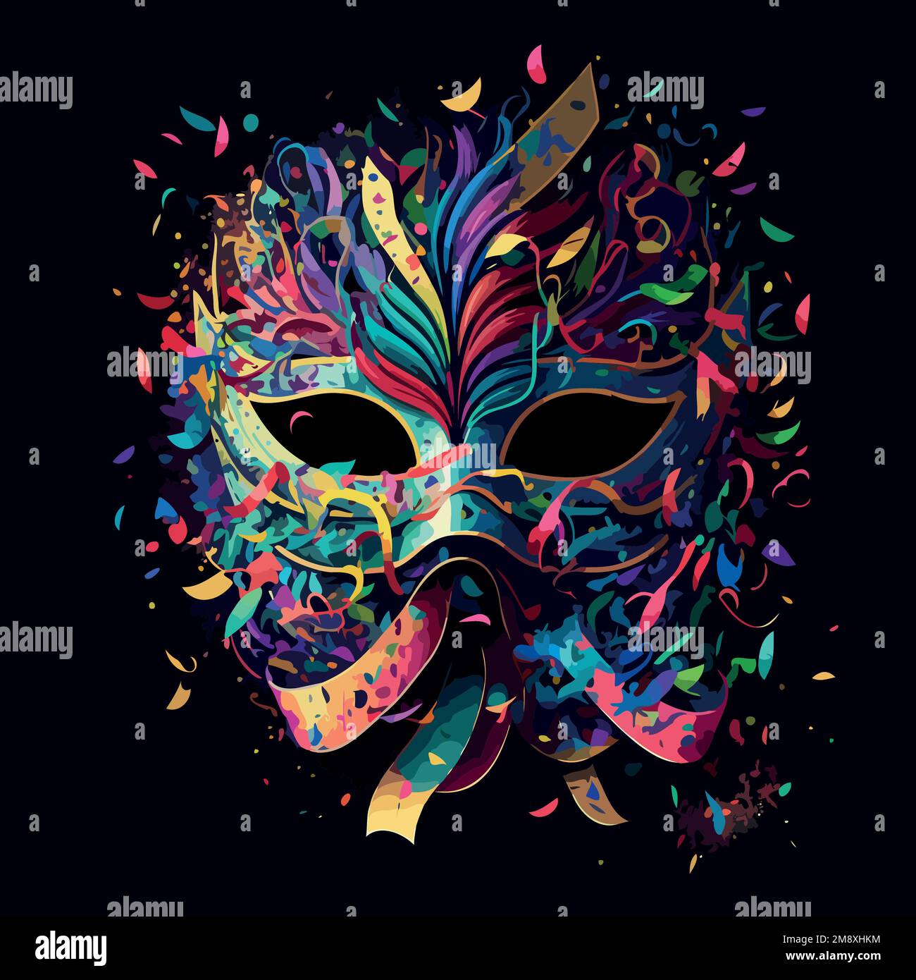 Vector illustration of an ornate colorful venetian mask in carnival ...