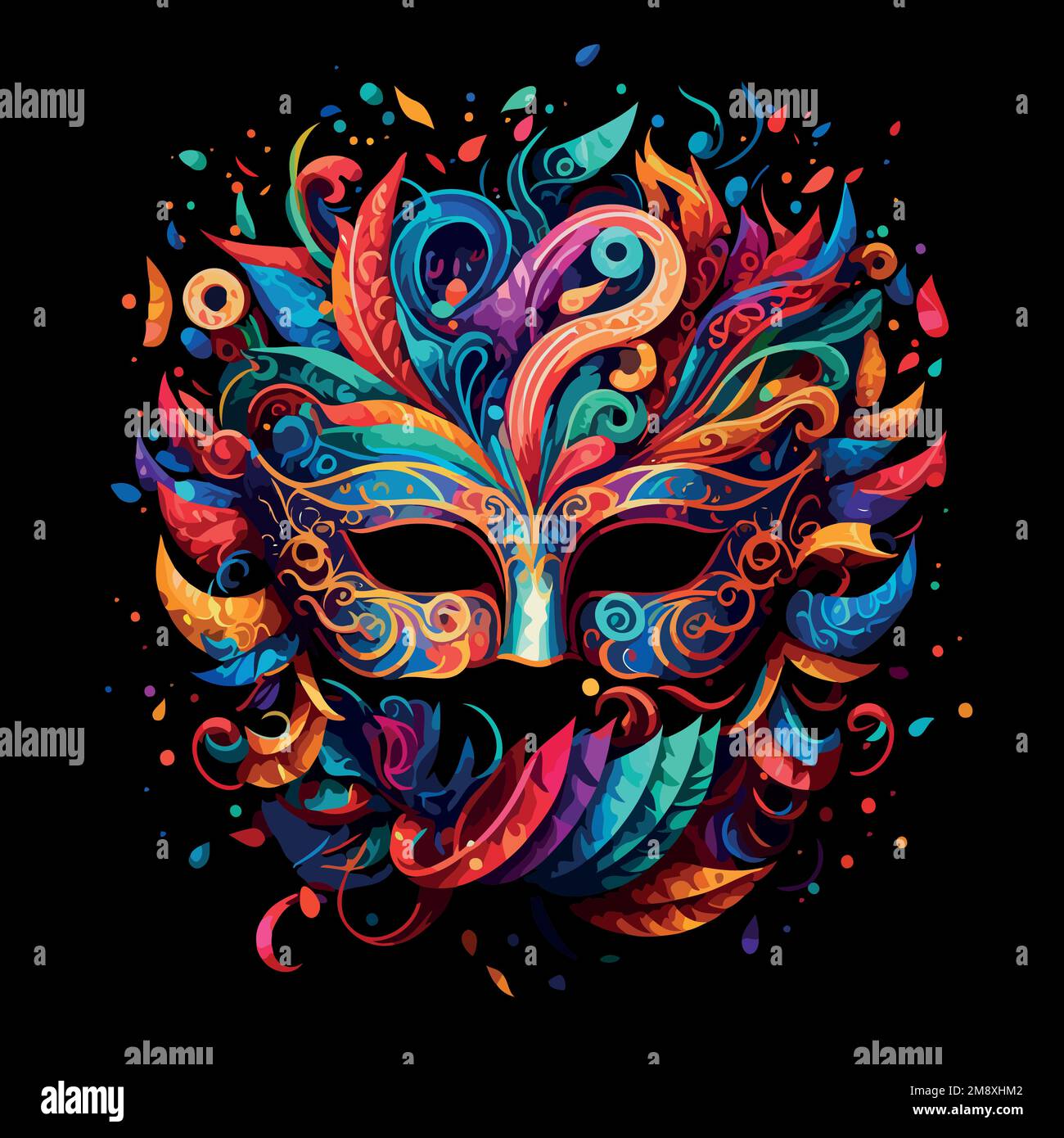Vector illustration of an ornate colorful venetian mask in carnival ...