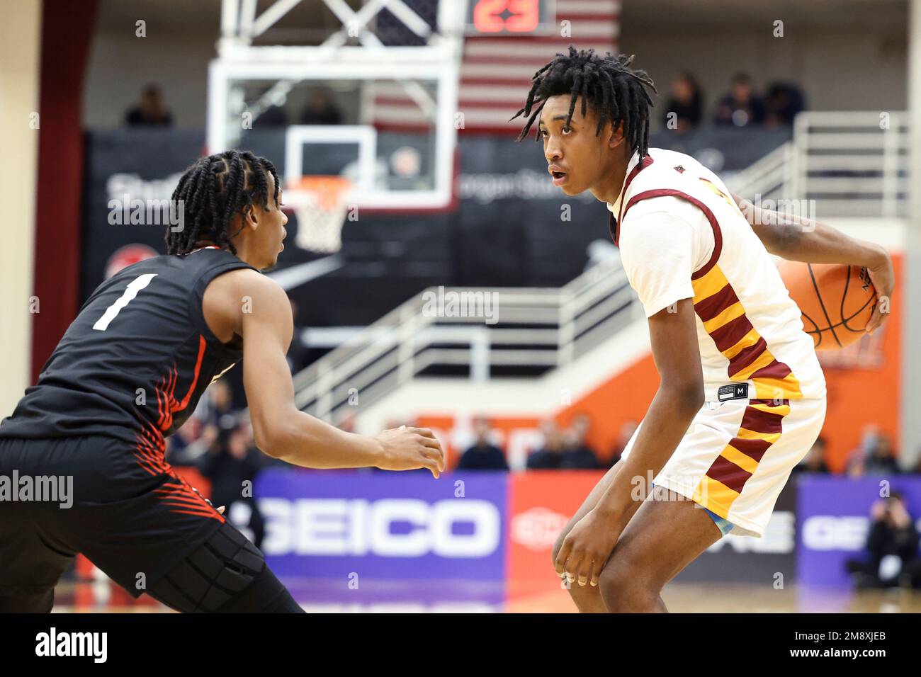 Cardinal Hayes Elijah Moore #1 in action against Imhotep during a high ...