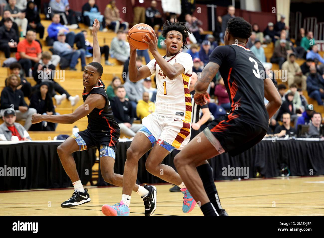 Cardinal Hayes Elijah Moore #1 in action against Imhotep during a high ...