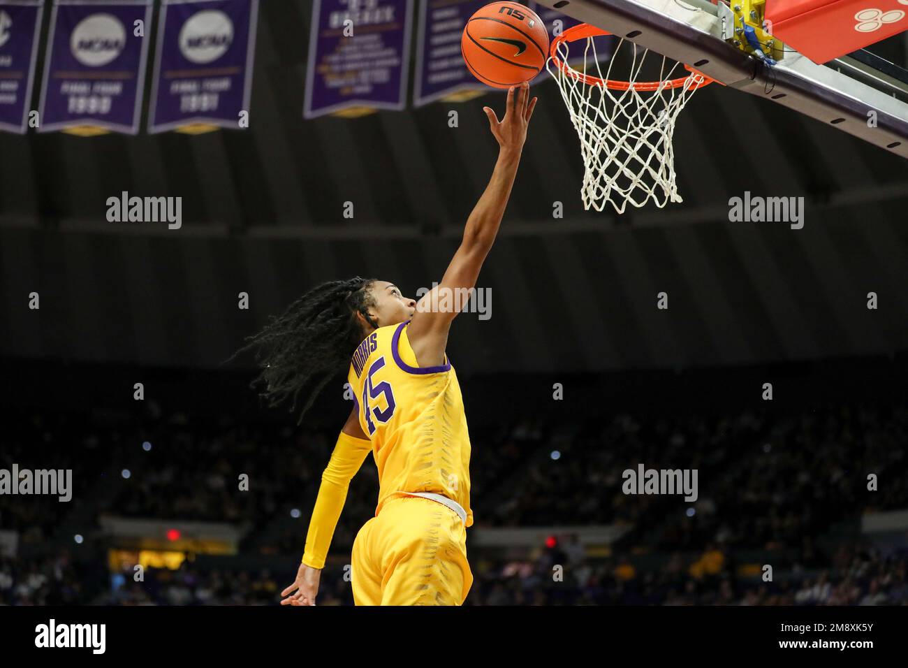 Baton Rouge, LA, USA. 15th Jan, 2023. LSU's Alexis Morris (45) makes a ...