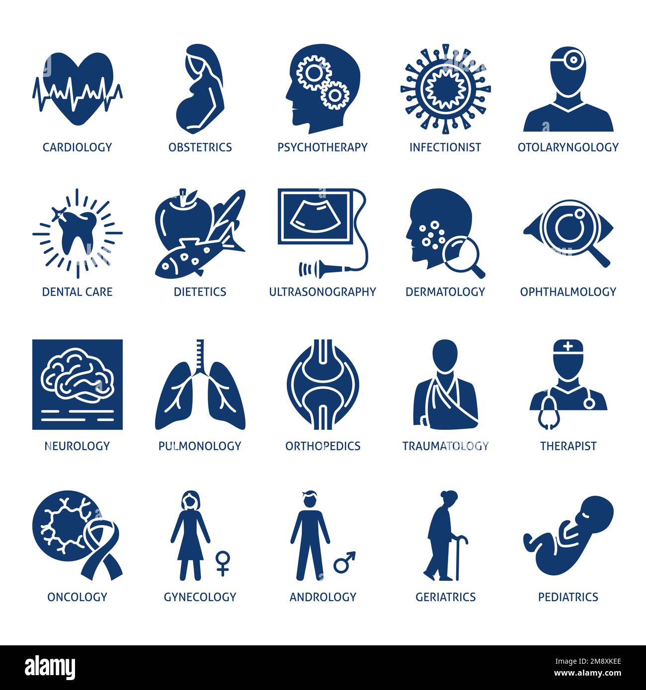 Healthcare and medicine icon set in glyph style. Vector illustration ...