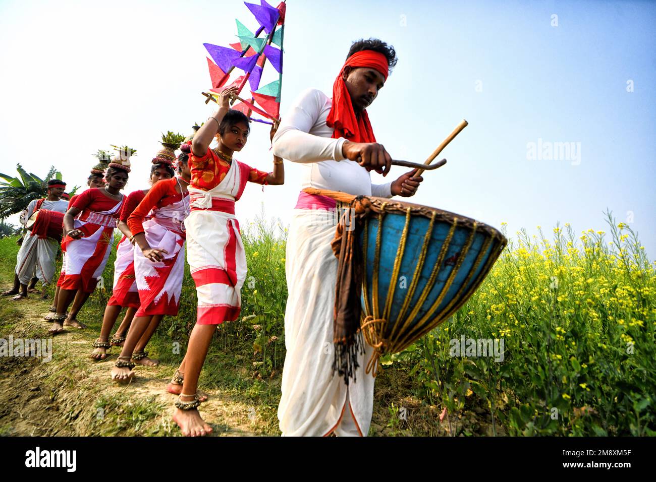 Young girls perform Jhumur folk dance during the Tusu Festival on Makar ...