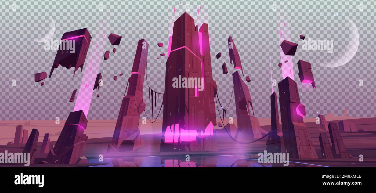 Space game futuristic landscape of alien planet with ruins. Fantasy ...