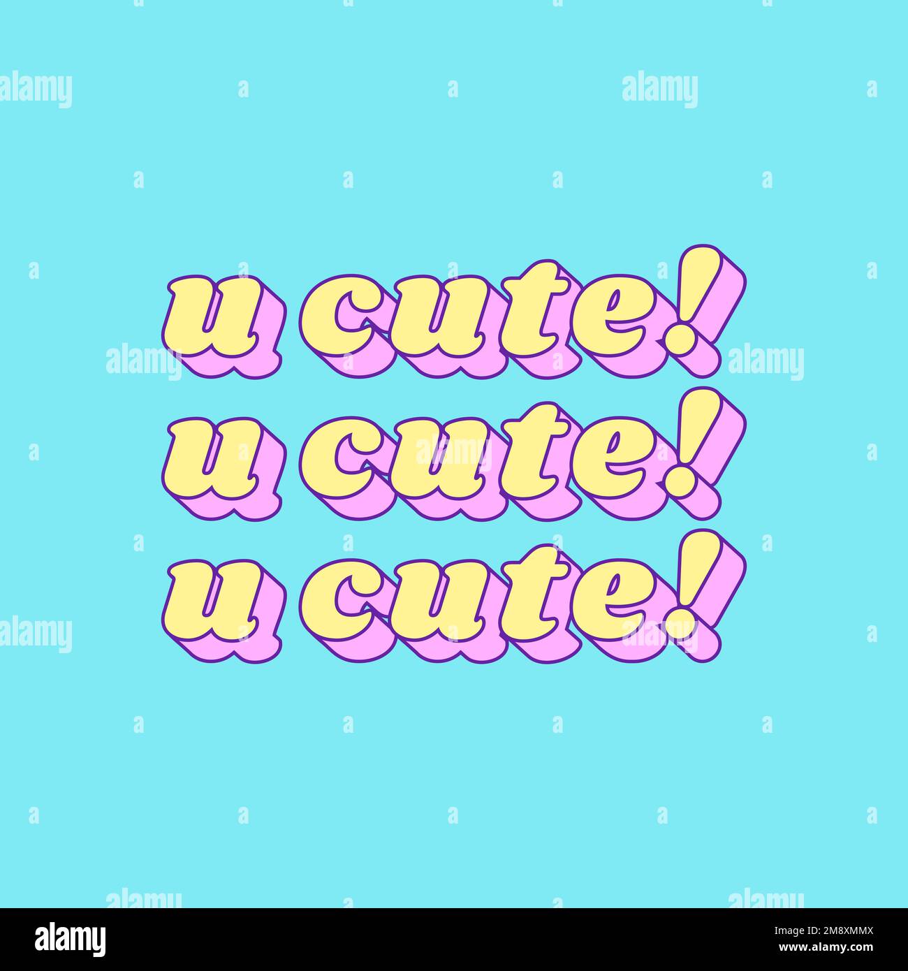 Doodle U Cute! word on a blue background vector Stock Vector Image ...