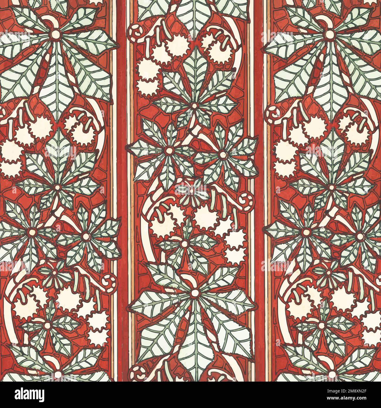 Art nouveau chestnut flower pattern background vector Stock Vector ...