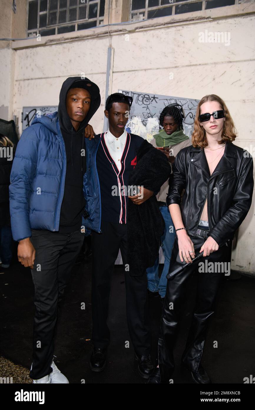Models outside JW Anderson show during the Milano Men's Fashion Week ...