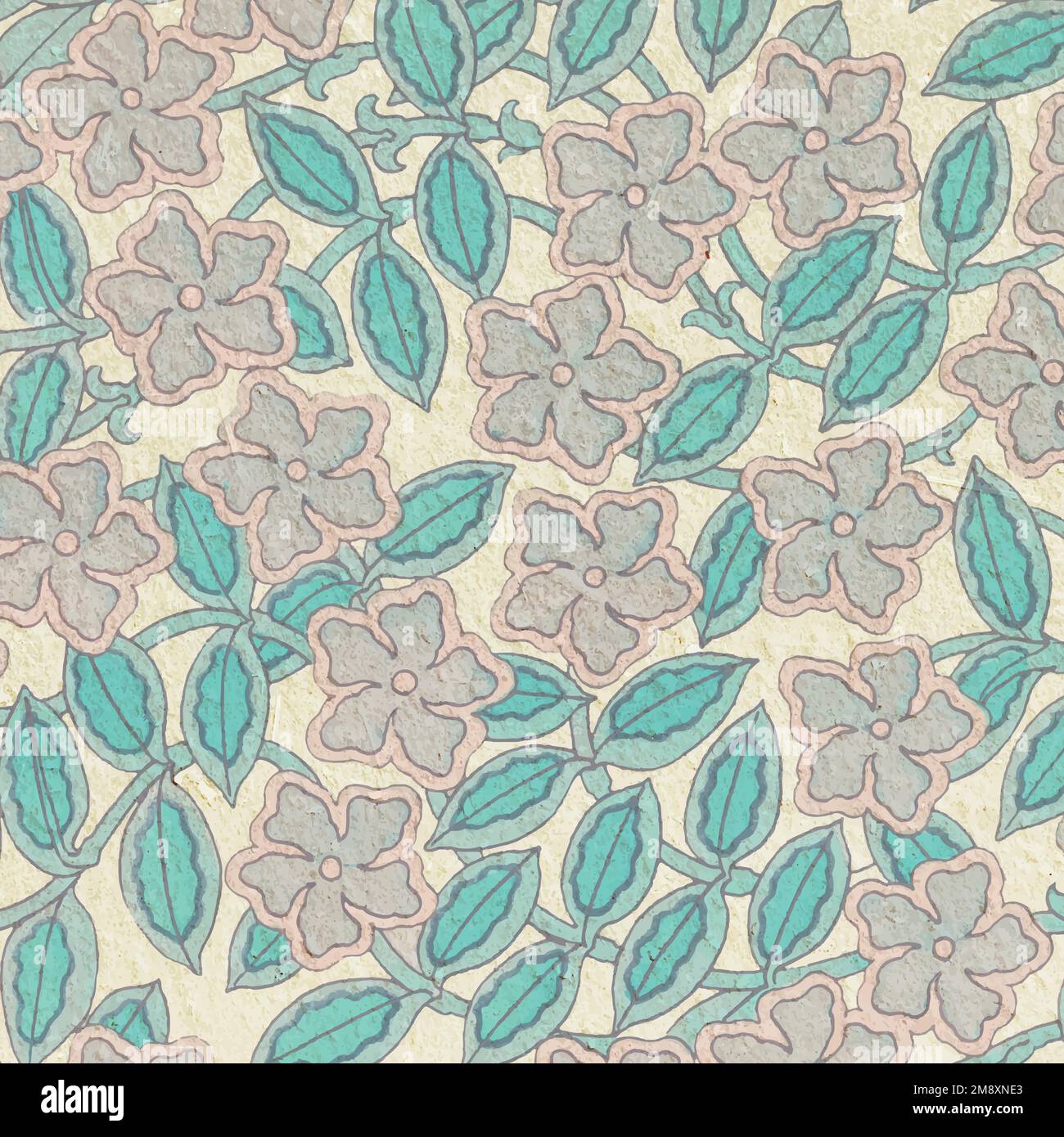 Art nouveau periwinkle flower pattern background vector Stock Vector ...