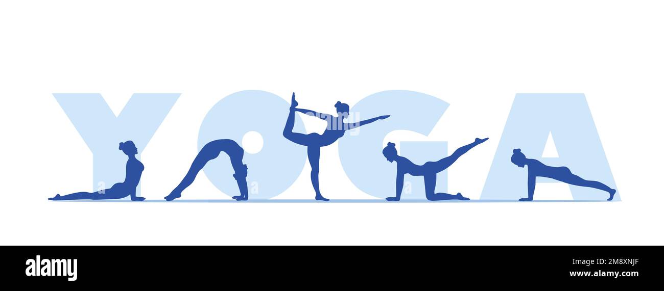 International yoga day. Yoga body posture. Yoga poses. Wellness ...