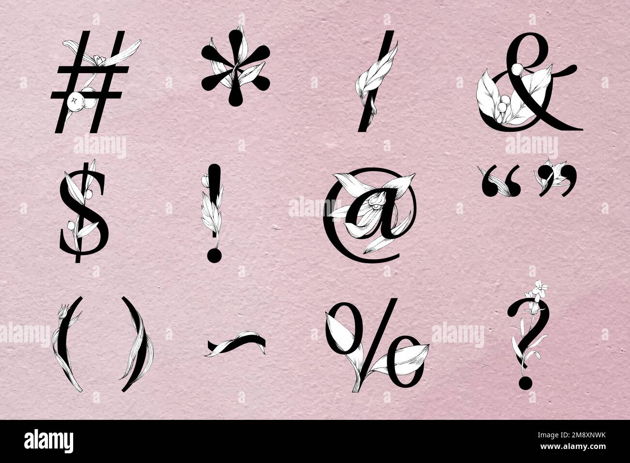 Vector symbol set botanical decorated typography Stock Vector Image ...