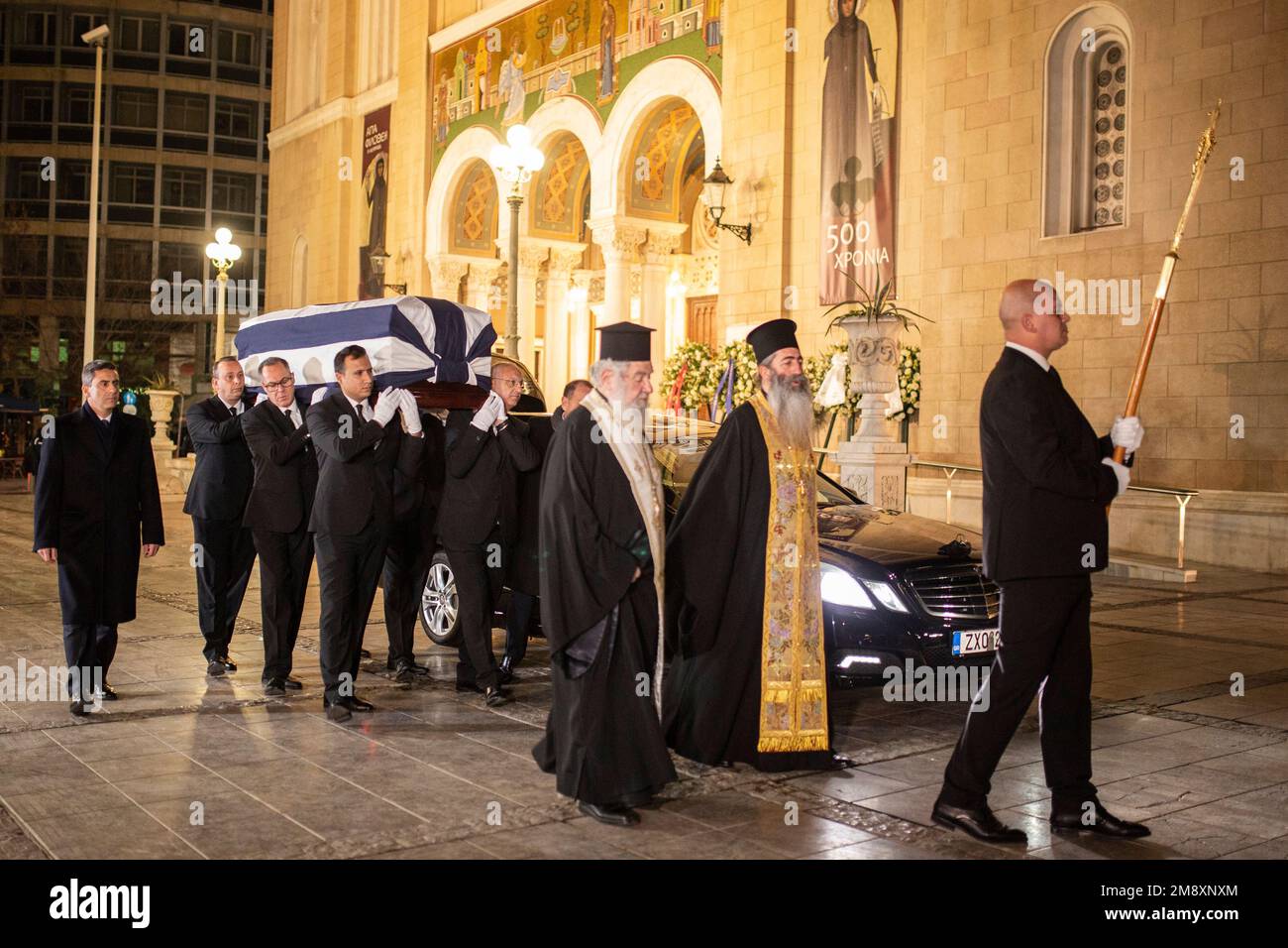 Athen, Greece. 16th Jan, 2023. The coffin of the former king of Greece ...