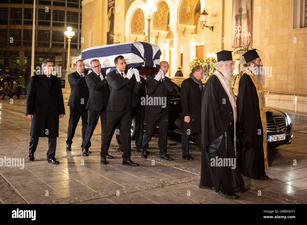 Athen, Greece. 16th Jan, 2023. The coffin of the former King of Greece ...