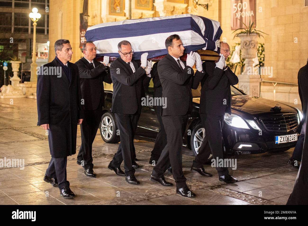 Athen, Greece. 16th Jan, 2023. The coffin of the former King of Greece ...