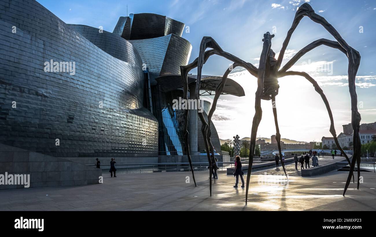 Architectural detail of the Guggenheim Museum Bilbao, a museum of ...