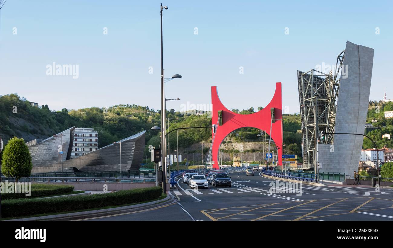Architectural detail of the Guggenheim Museum Bilbao, a museum of ...