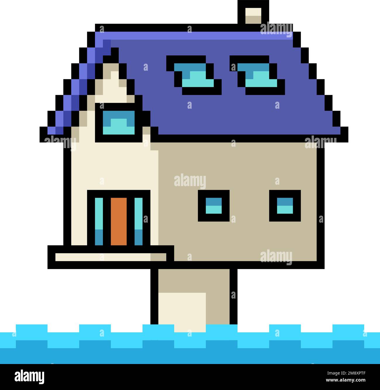 pixel art of house pillar flood Stock Vector Image & Art - Alamy