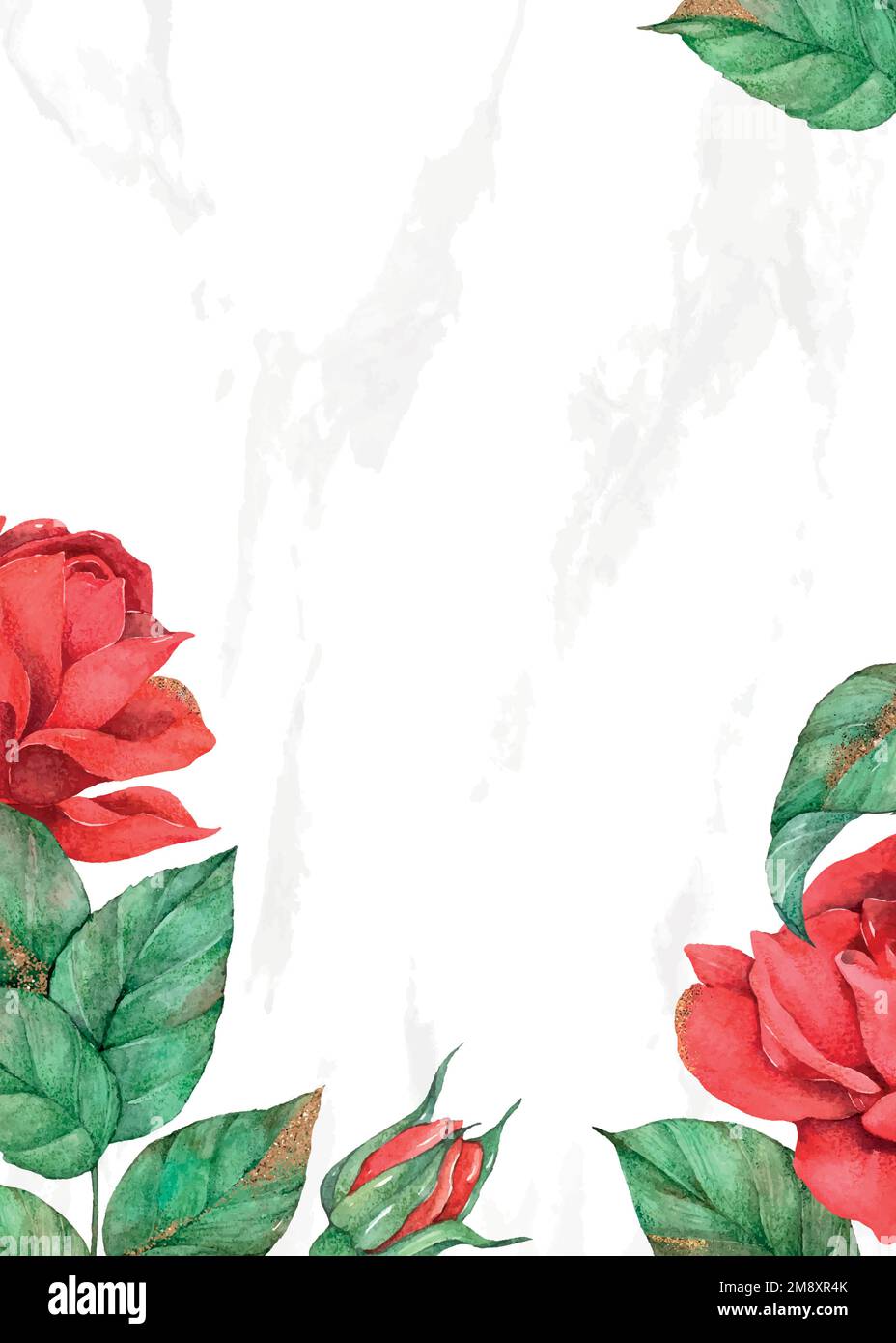 Blooming rose border vector invitation card Stock Vector Image & Art ...