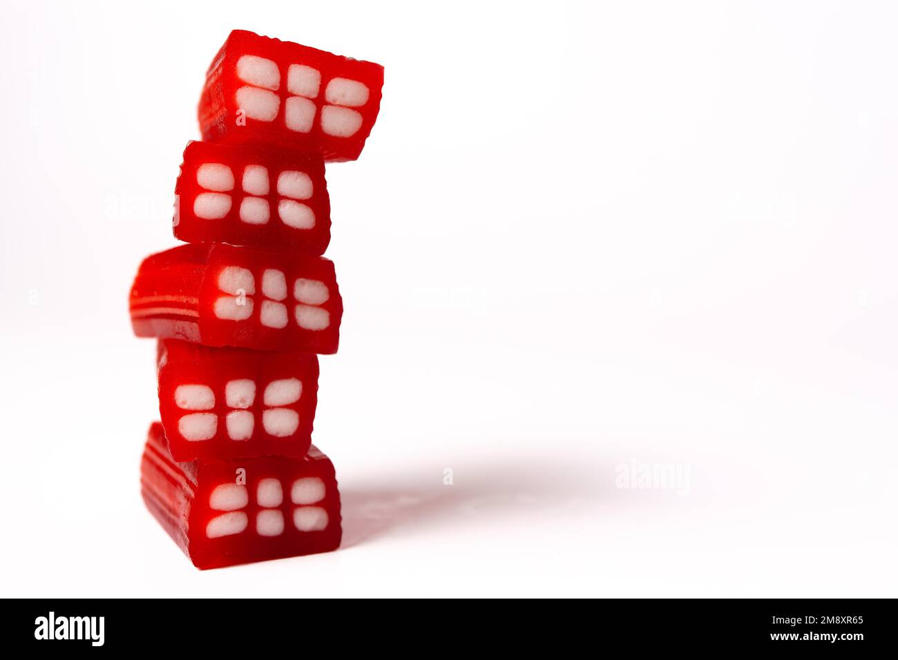 Stacked gummy bricks isolated on a white background Stock Photo - Alamy