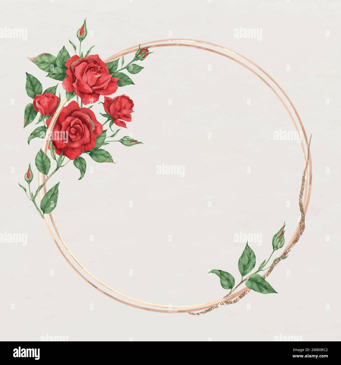 Blooming red rose vector gold frame Stock Vector Image & Art - Alamy