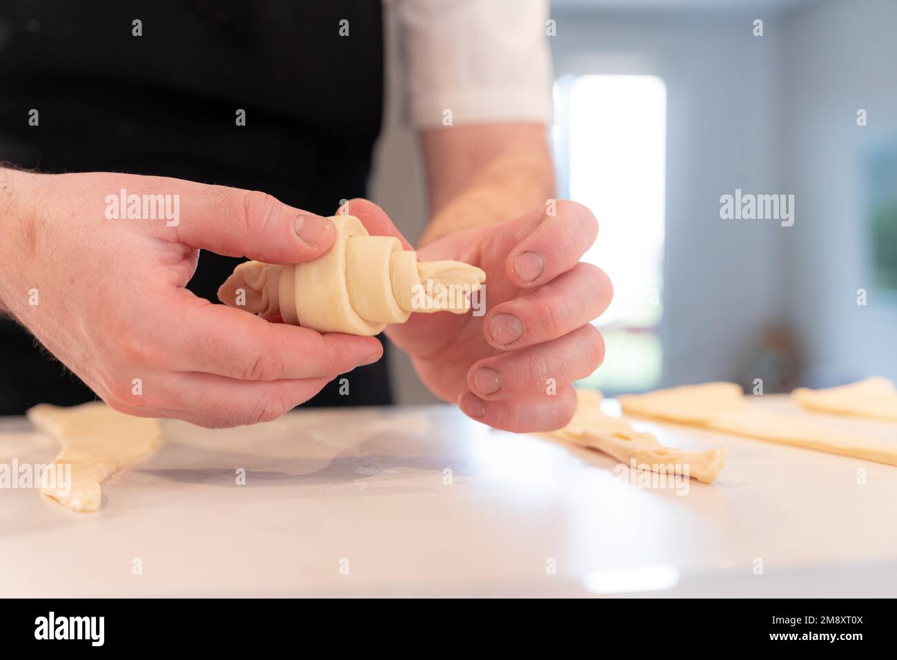 Hands man baking croissants hi-res stock photography and images - Alamy