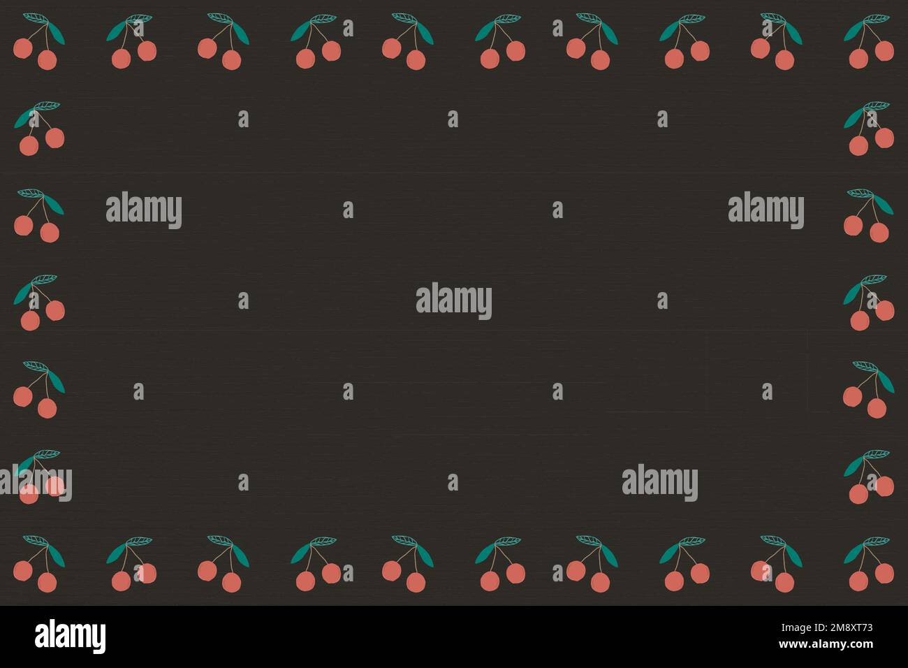 Vector cherry border black background frame paper texture Stock Vector ...