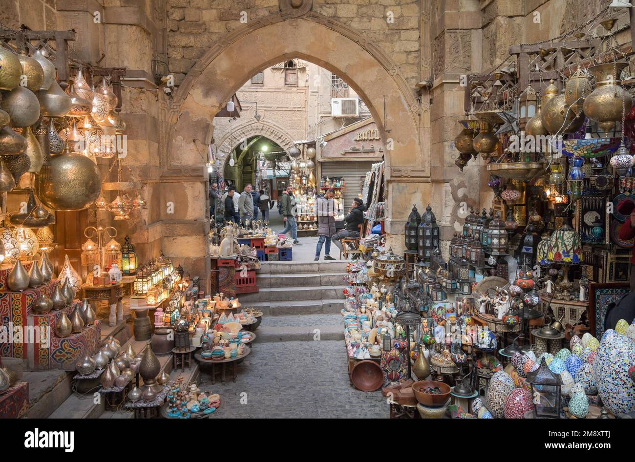 Souvenirs, tourist shops, Khan el-Khalili bazaar, Old City, Cairo ...