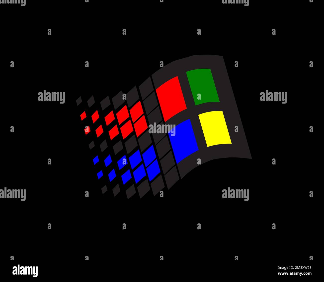 Windows 3. 1x, rotated logo, black background Stock Photo - Alamy