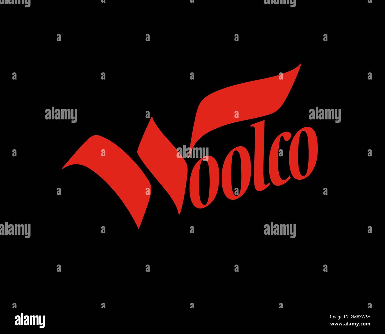 Woolco, Rotated Logo, Black Background Stock Photo - Alamy