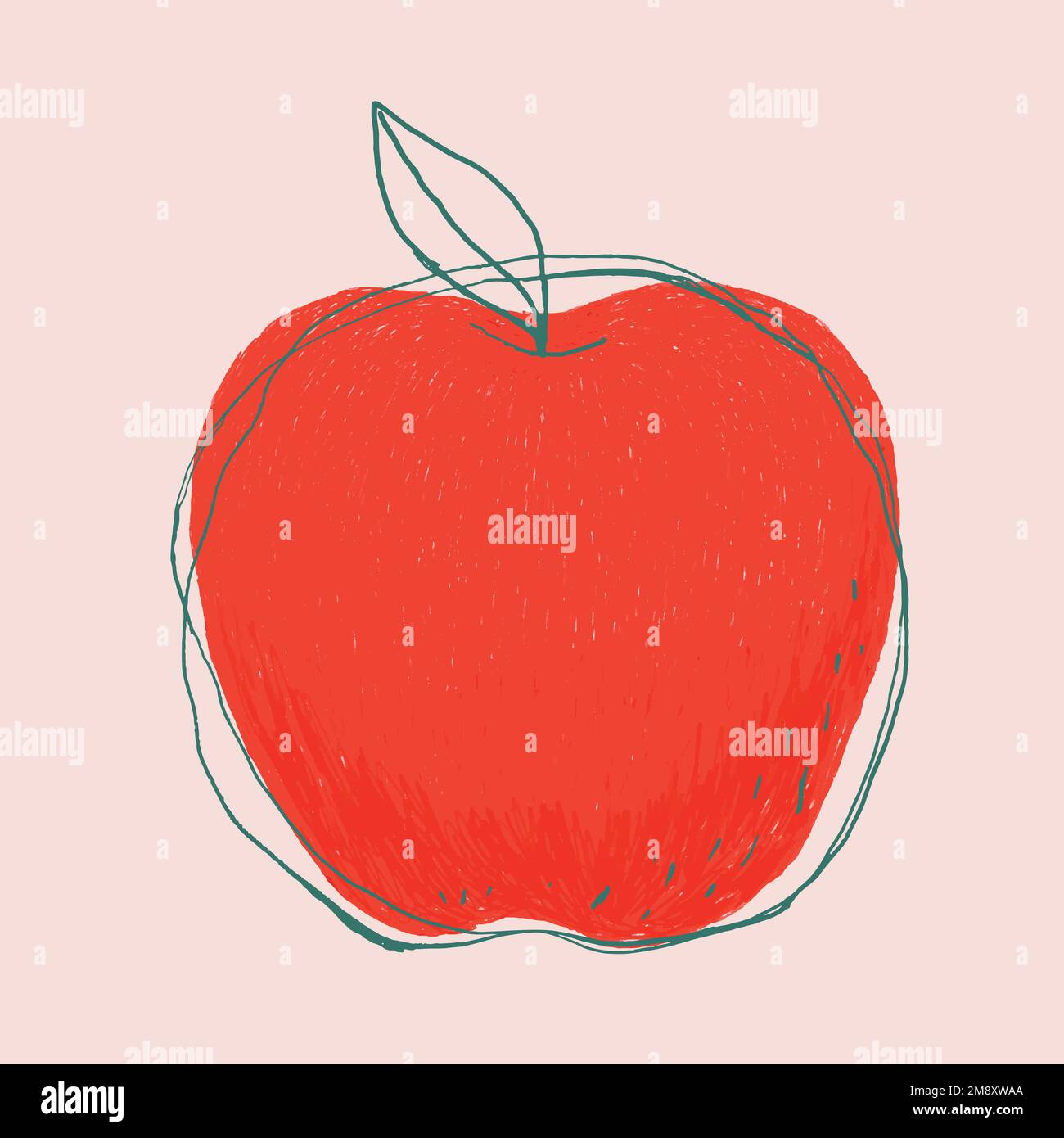 Cute doodle art apple vector fruit Stock Vector Image & Art - Alamy