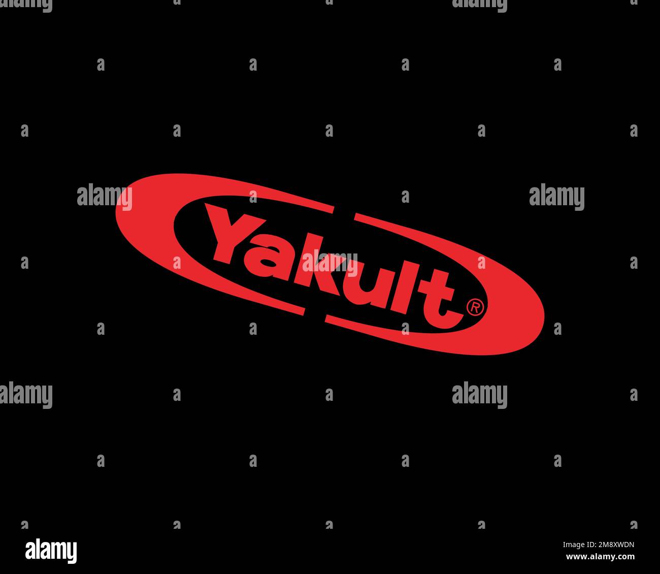 Yakult, rotated logo, black background B Stock Photo - Alamy