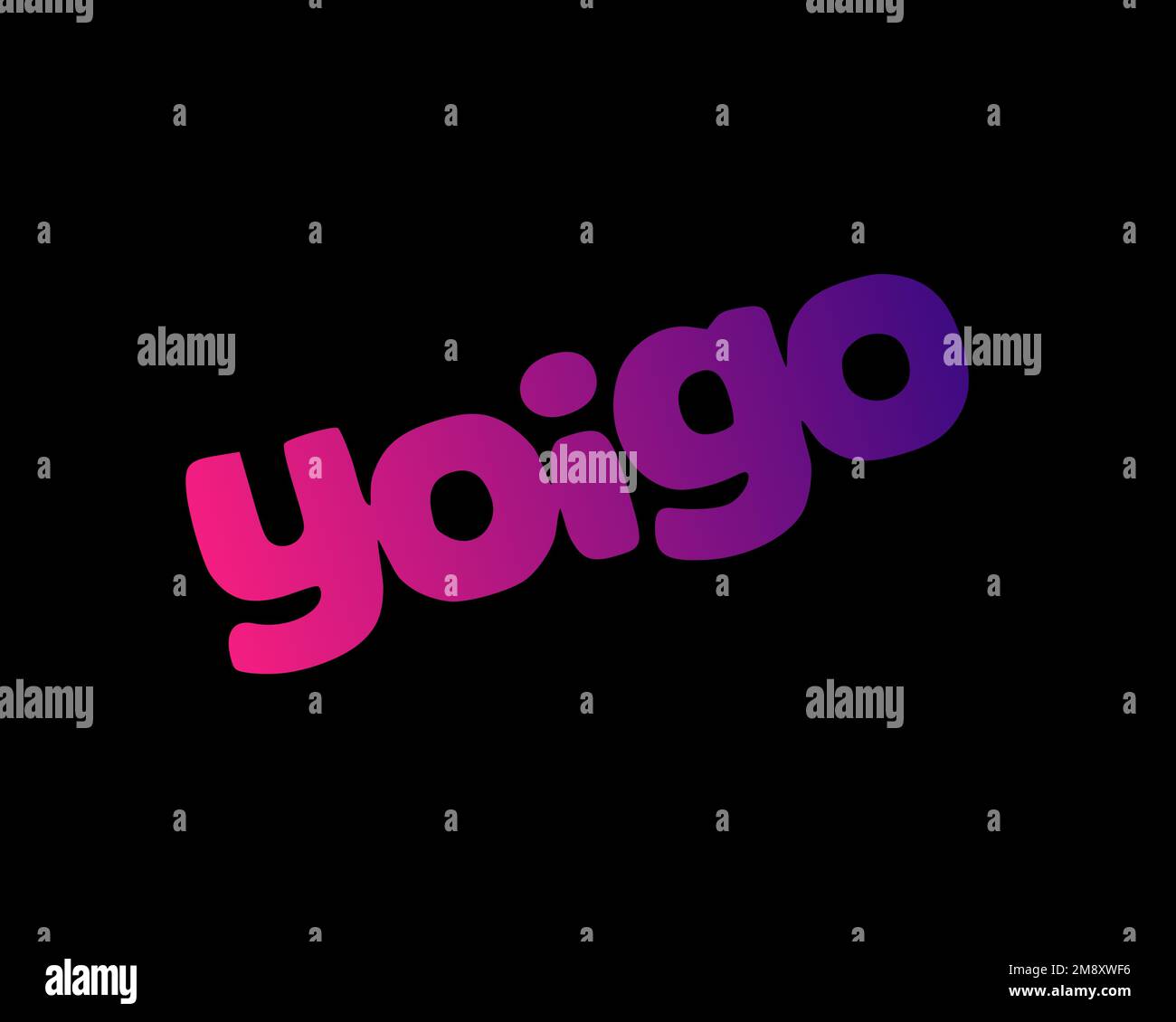 Yoigo, rotated logo, black background Stock Photo - Alamy