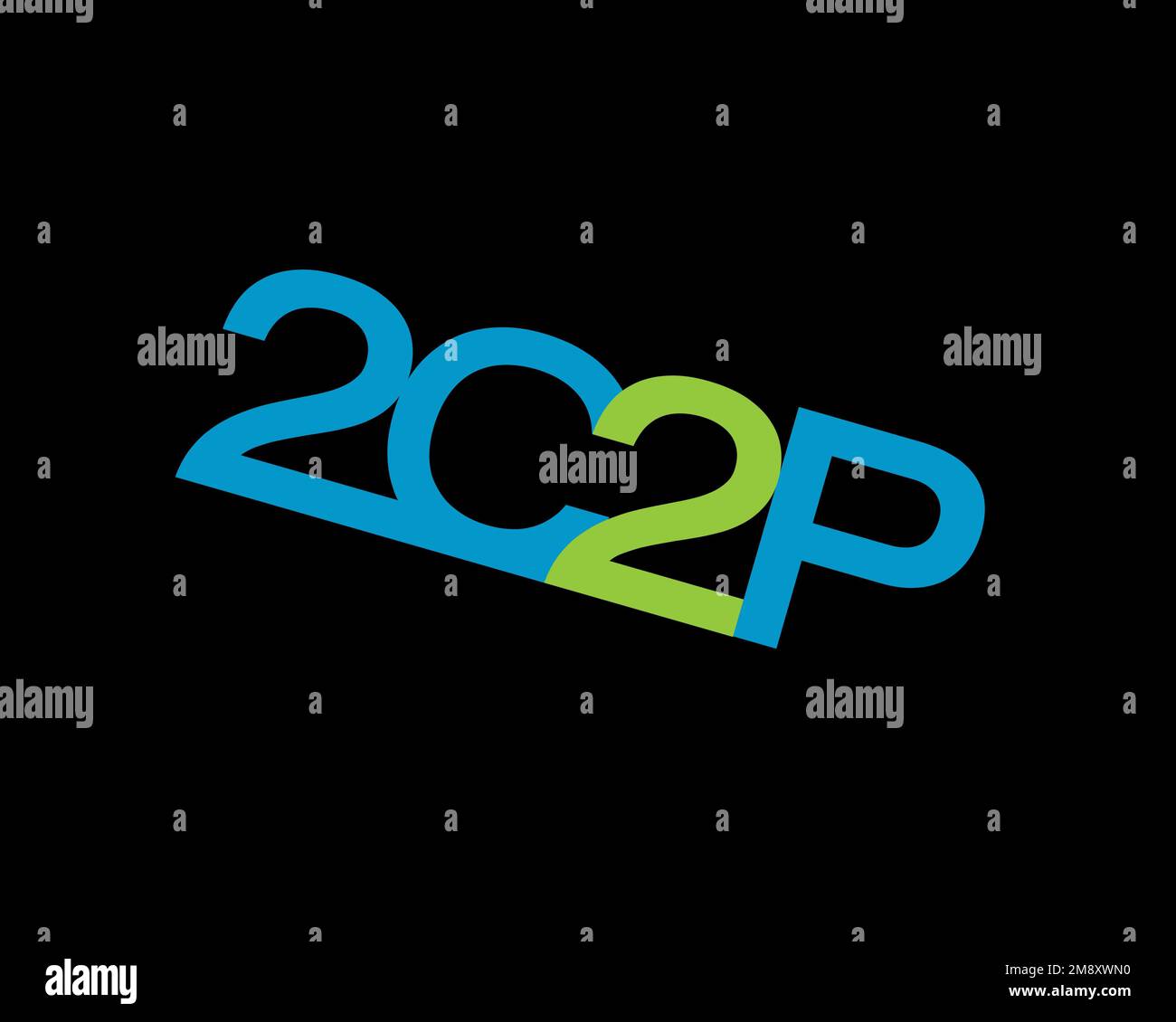 2C2P, rotated logo, black background B Stock Photo - Alamy